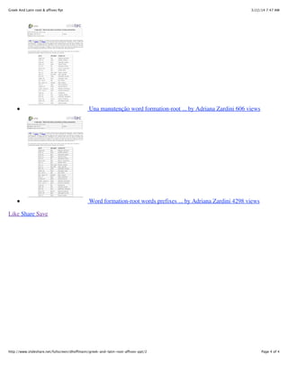 Greek and latin root & affixes ppt | PDF