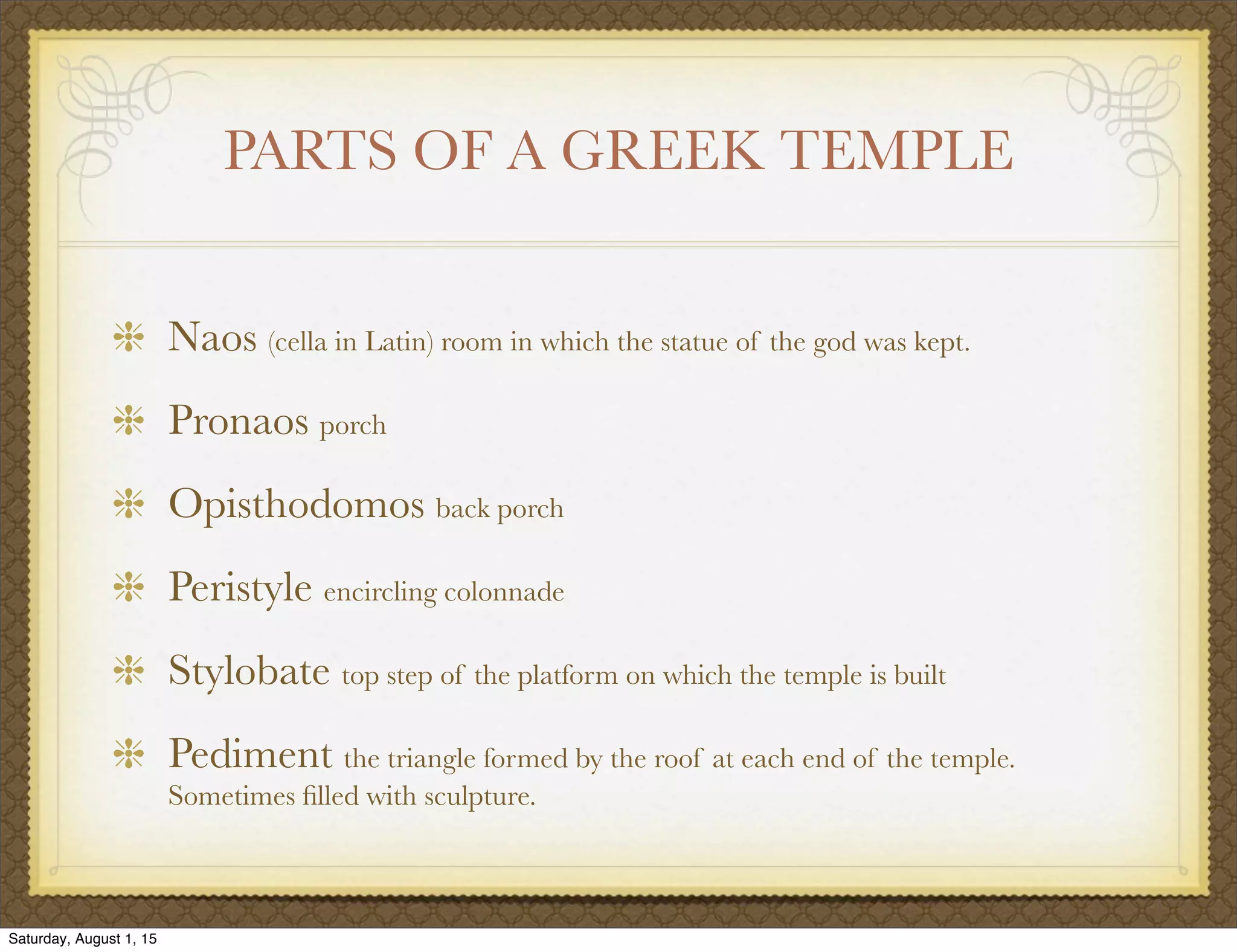 Greek architecture 2015 16, Mrs. Hill, Art History, CCA | PDF