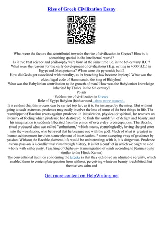 Greek Civilization Essay | PDF | Geography | Science