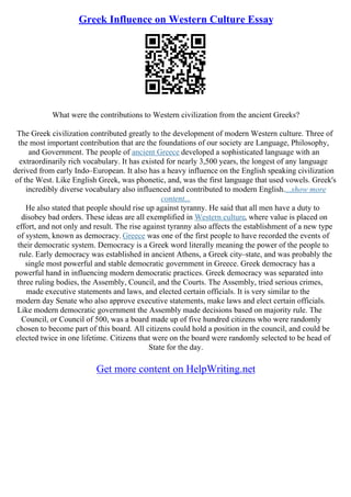 Greek Civilization Essay | PDF
