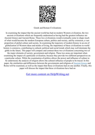 Greek Civilization Essay | PDF