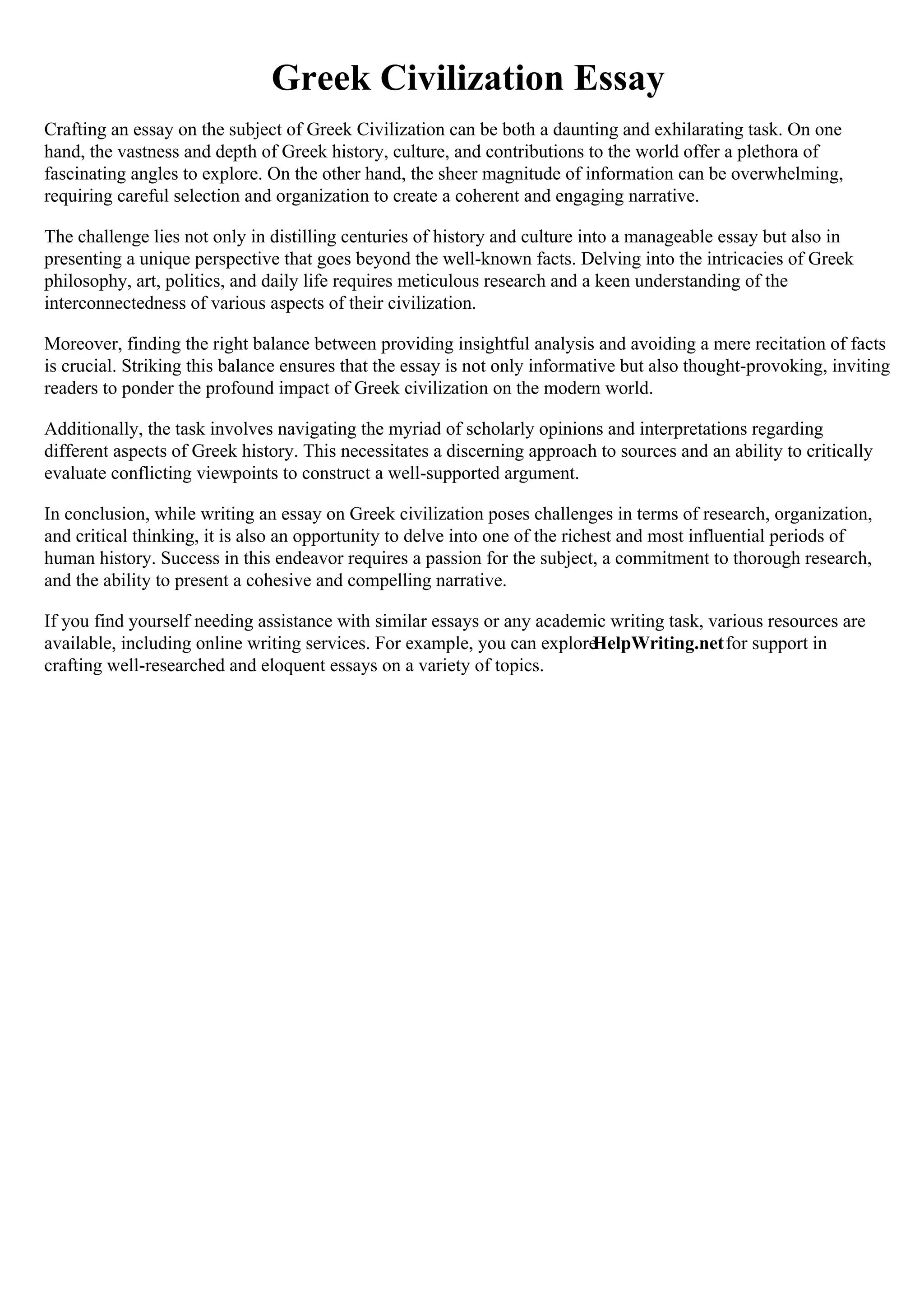 Greek Civilization Essay | PDF