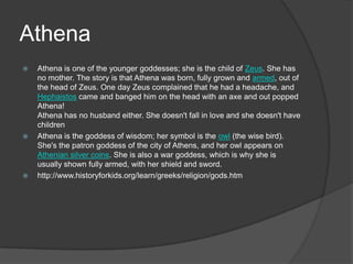 Greek gods, godesses, and creatures | PPTX