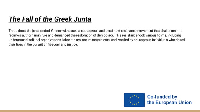 Greek Junta - Presentation for Erasmus+ Project | PDF