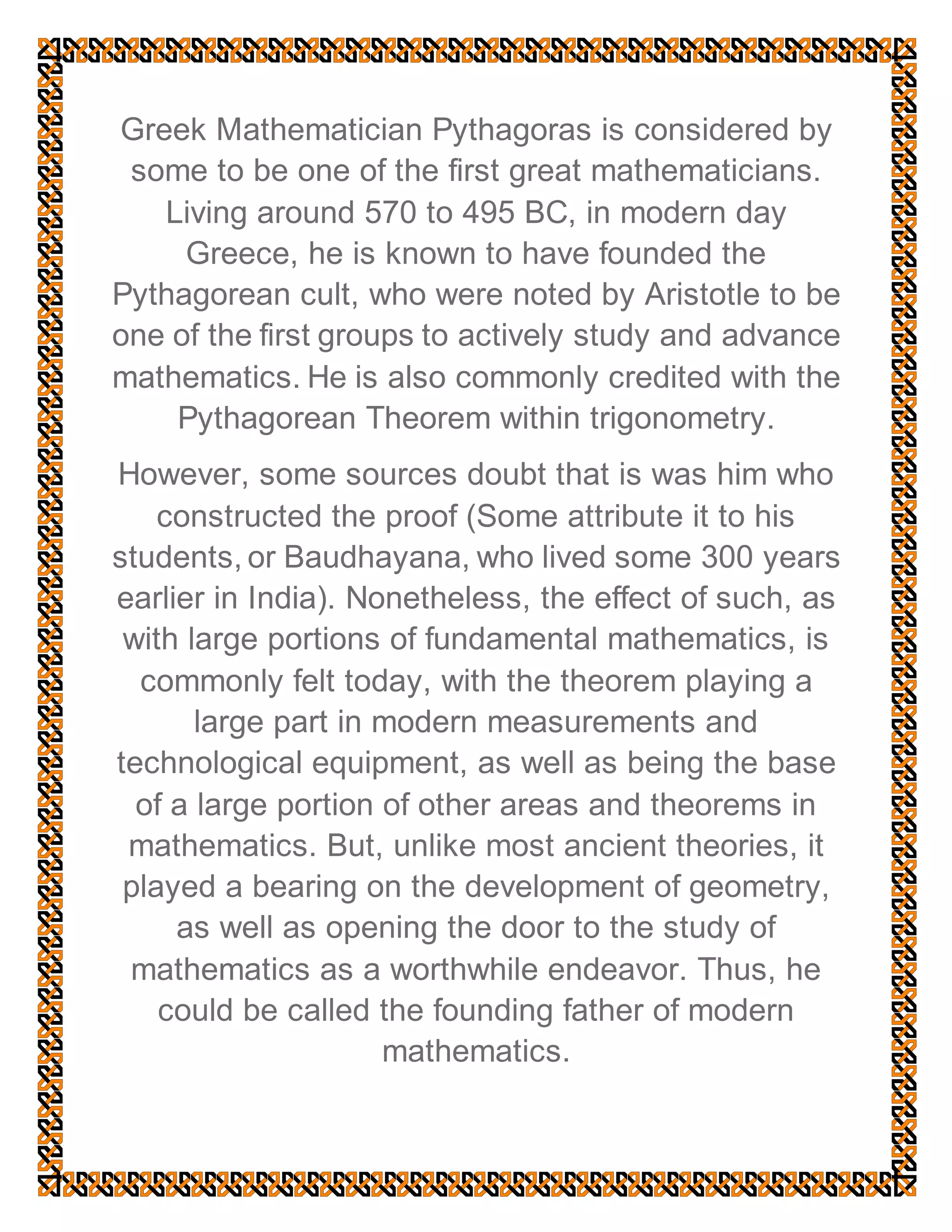 Greek mathematician | DOCX | Physics | Science