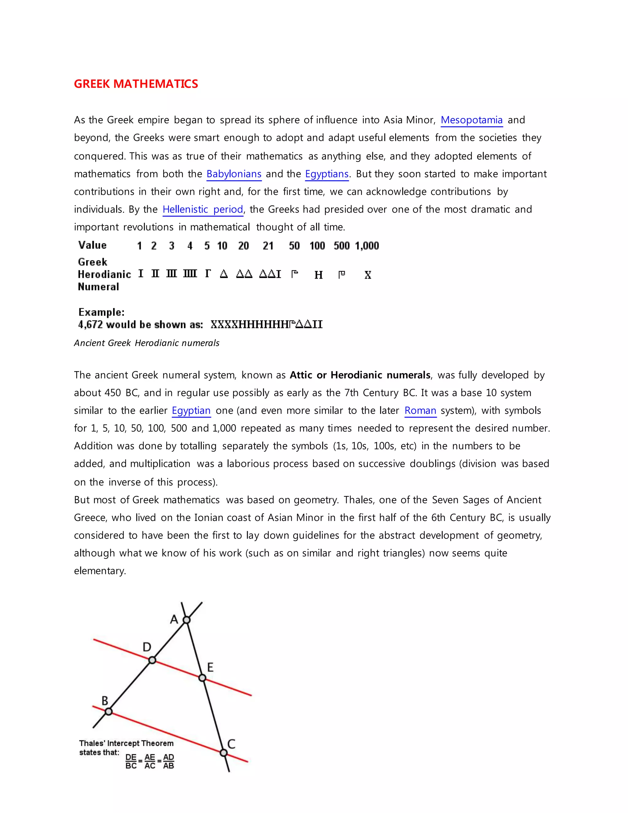 Greek Mathematics | DOCX