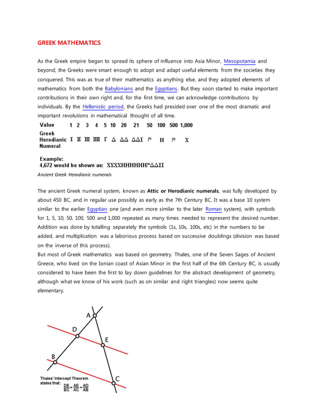 Greek Mathematics | DOCX