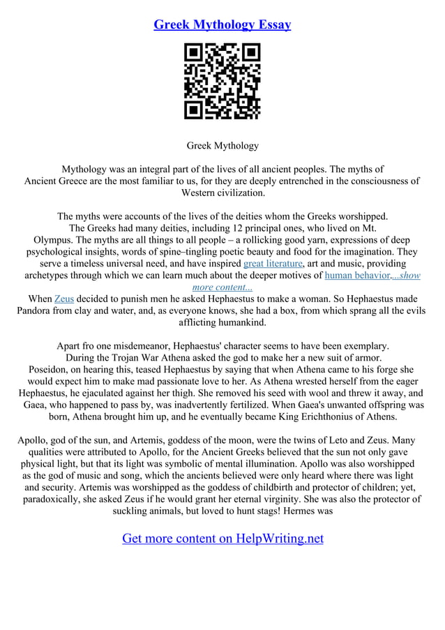 Greek Mythology Essay | PDF
