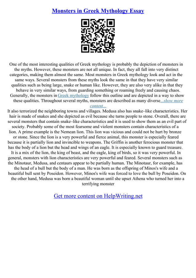 Greek Mythology Essay | PDF