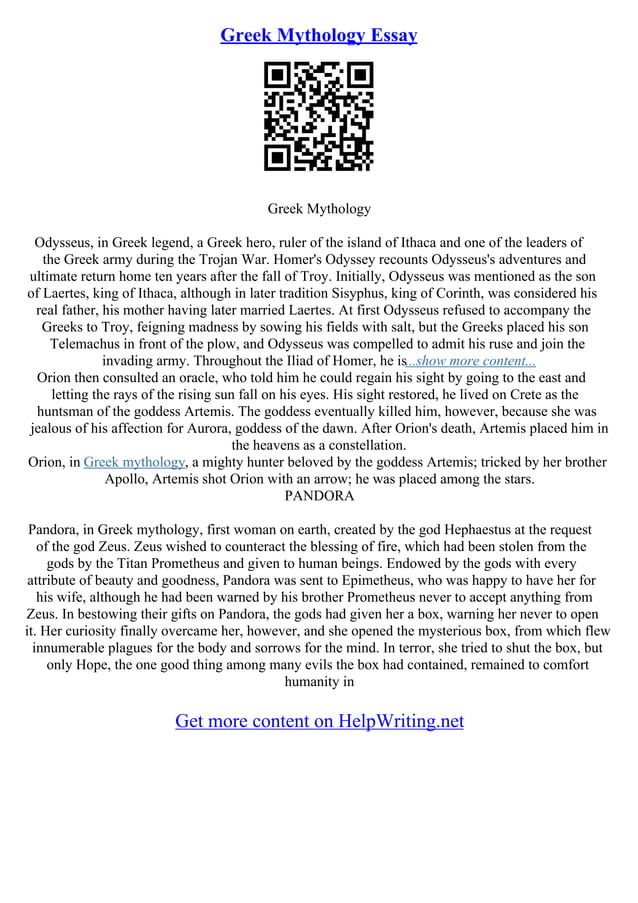 Greek Mythology Essay | PDF