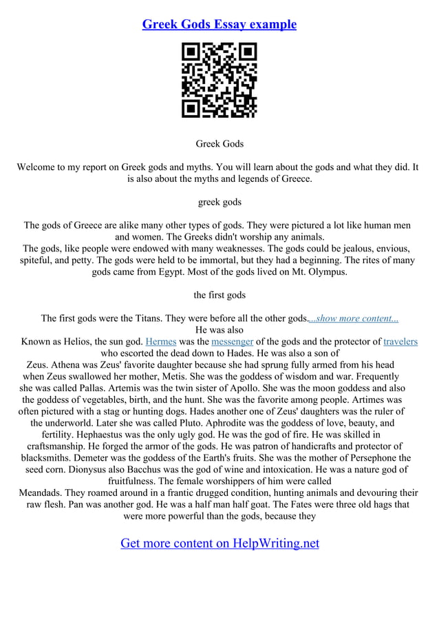 Greek Mythology Essay | PDF