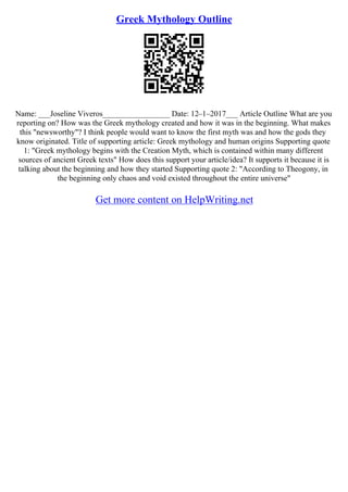 Greek Mythology Essay | PDF
