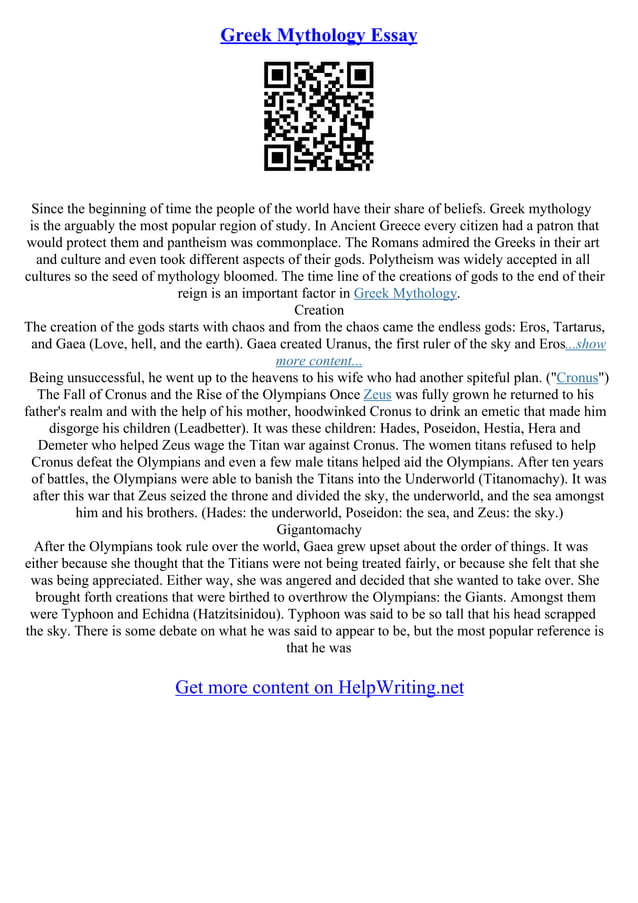 Greek Mythology Essay | PDF