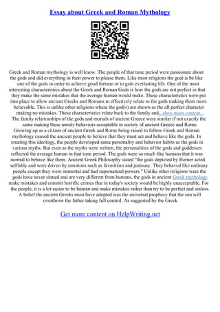 Greek Mythology Essays | PDF | Sleep Disorders | Diseases and Conditions