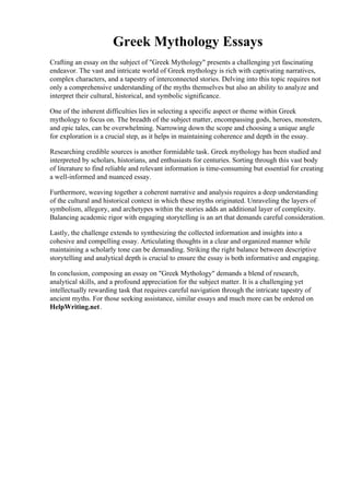Greek Mythology Essays.pdf | Space and Astronomy | Science