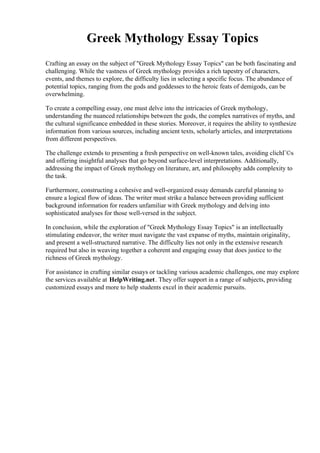Greek Mythology Essay Topics | PDF