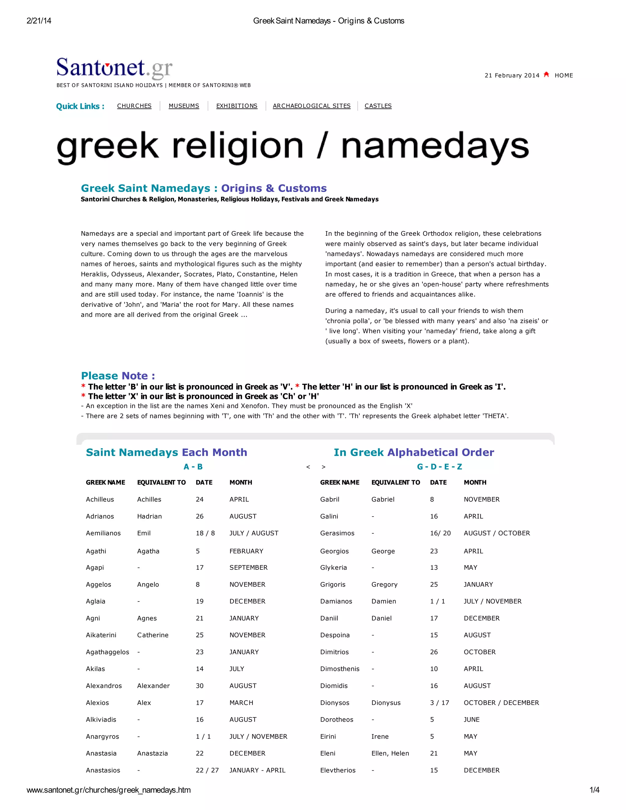 Greek saint namedays origins & customs | PDF