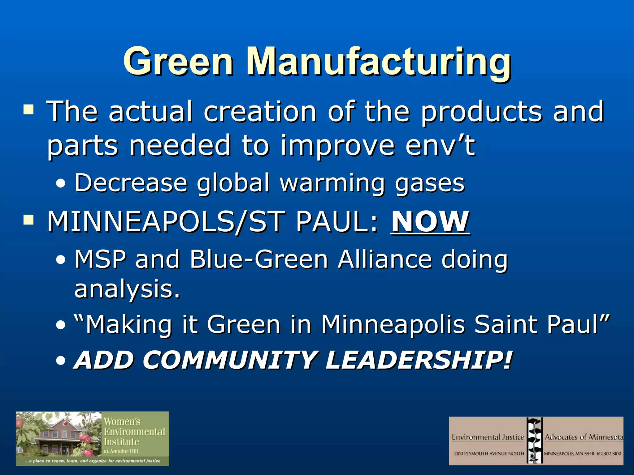 Green Collar Jobs And Your Community | PPT