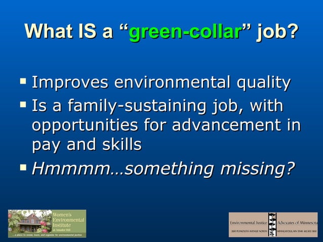 Green Collar Jobs And Your Community | PPT
