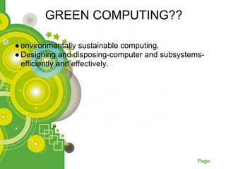 Green computing | PPT