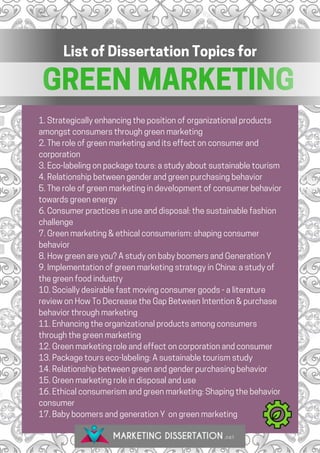 Green Marketing Dissertation Topics | PDF