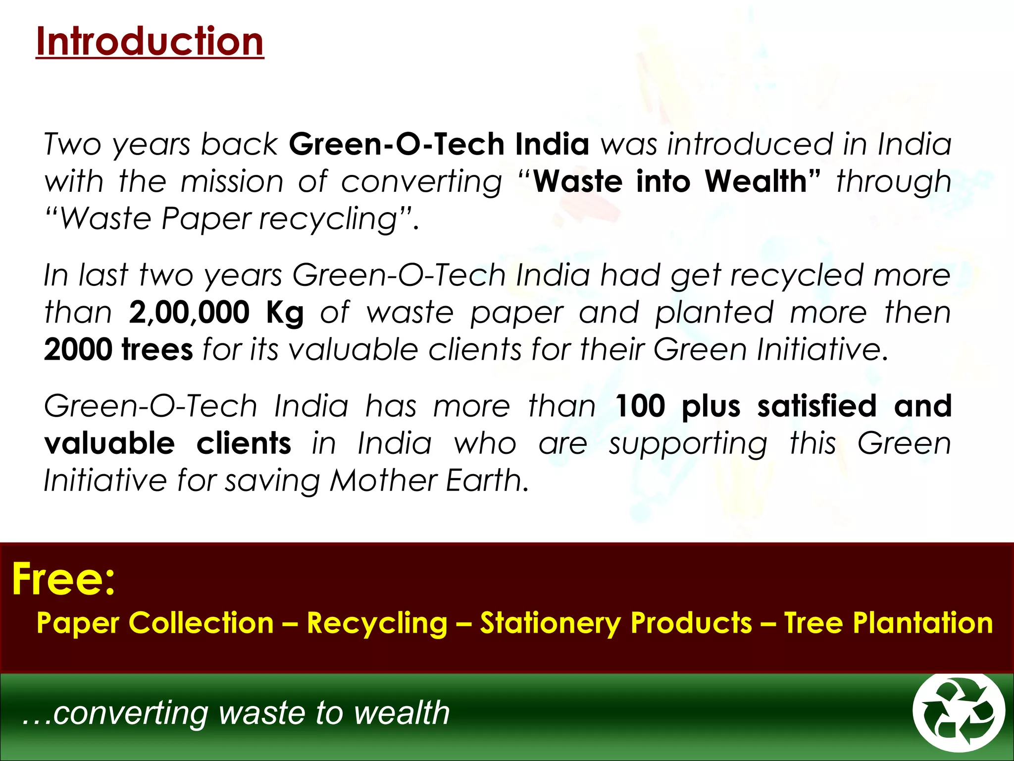 Green o-tech- paper recycling updated | PPT | Environmental Services ...