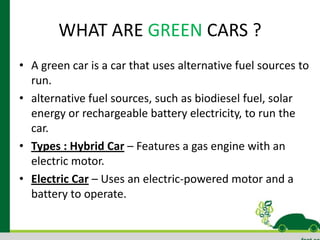 Green vehicles ppt | PPTX