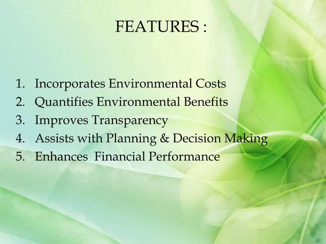 GREEN ACCOUNTING PPT | PPTX | Environmental Services Industry | Industries