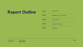 Green and Blue Geometric Business Progress Report Sustainable ...