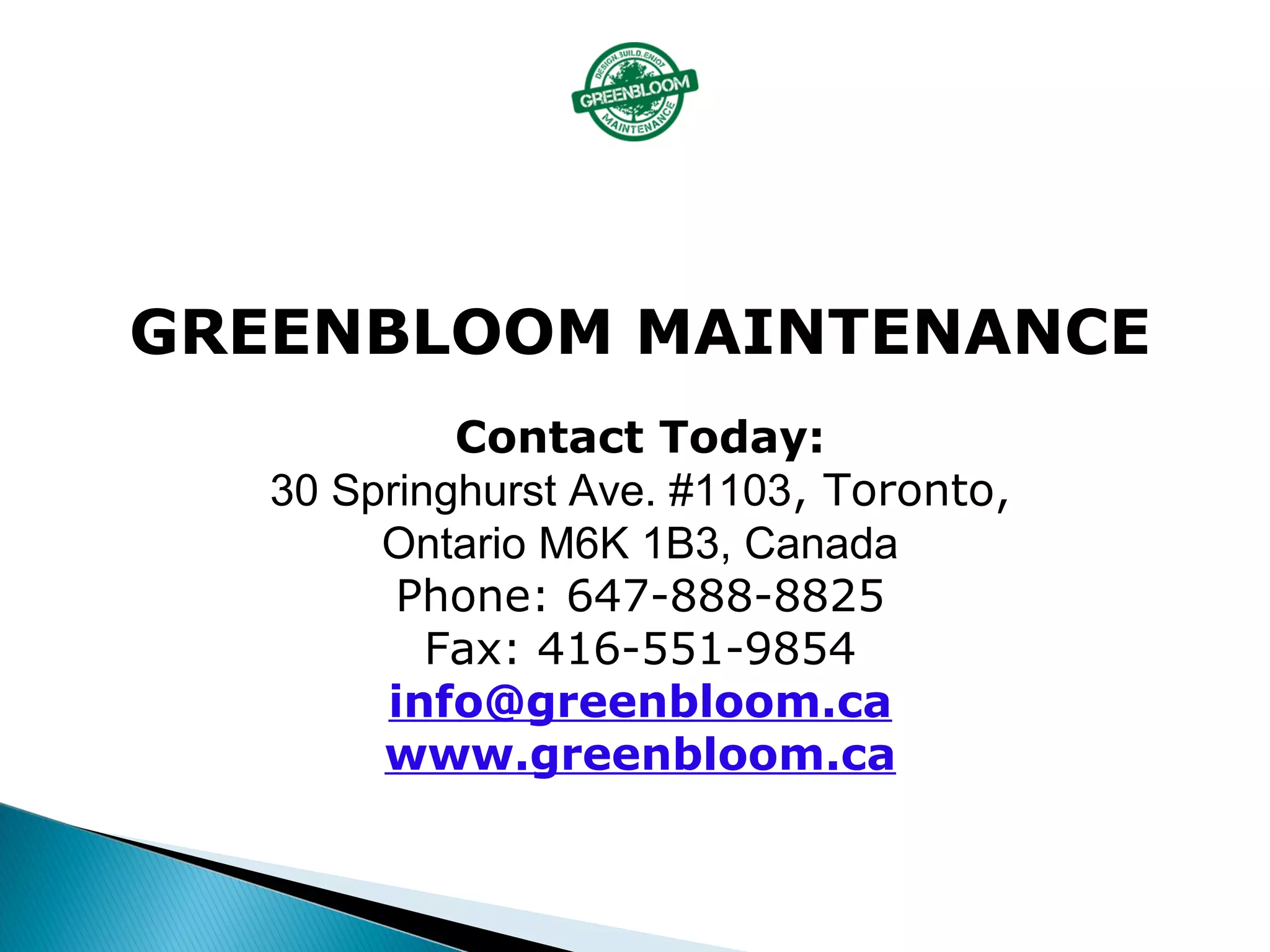 GREENBLOOM MAINTENANCE | PPT