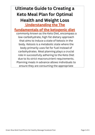 Ultimate Guide Keto Plan for Optimal Health and Weight Loss | PDF