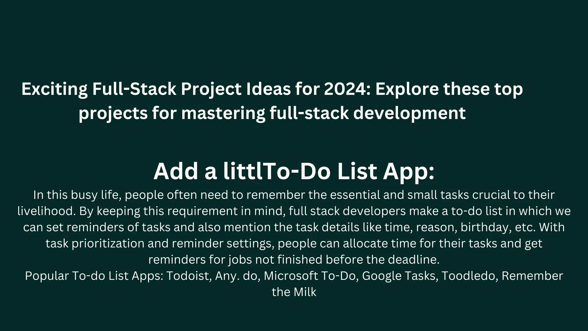 Full Stack Development Projects ideas for 2024 | PPT