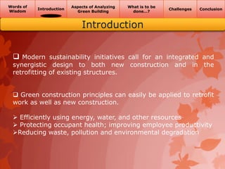 Green building challenges | PPTX