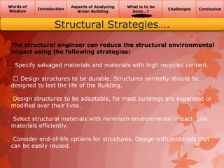 Green building challenges | PPTX