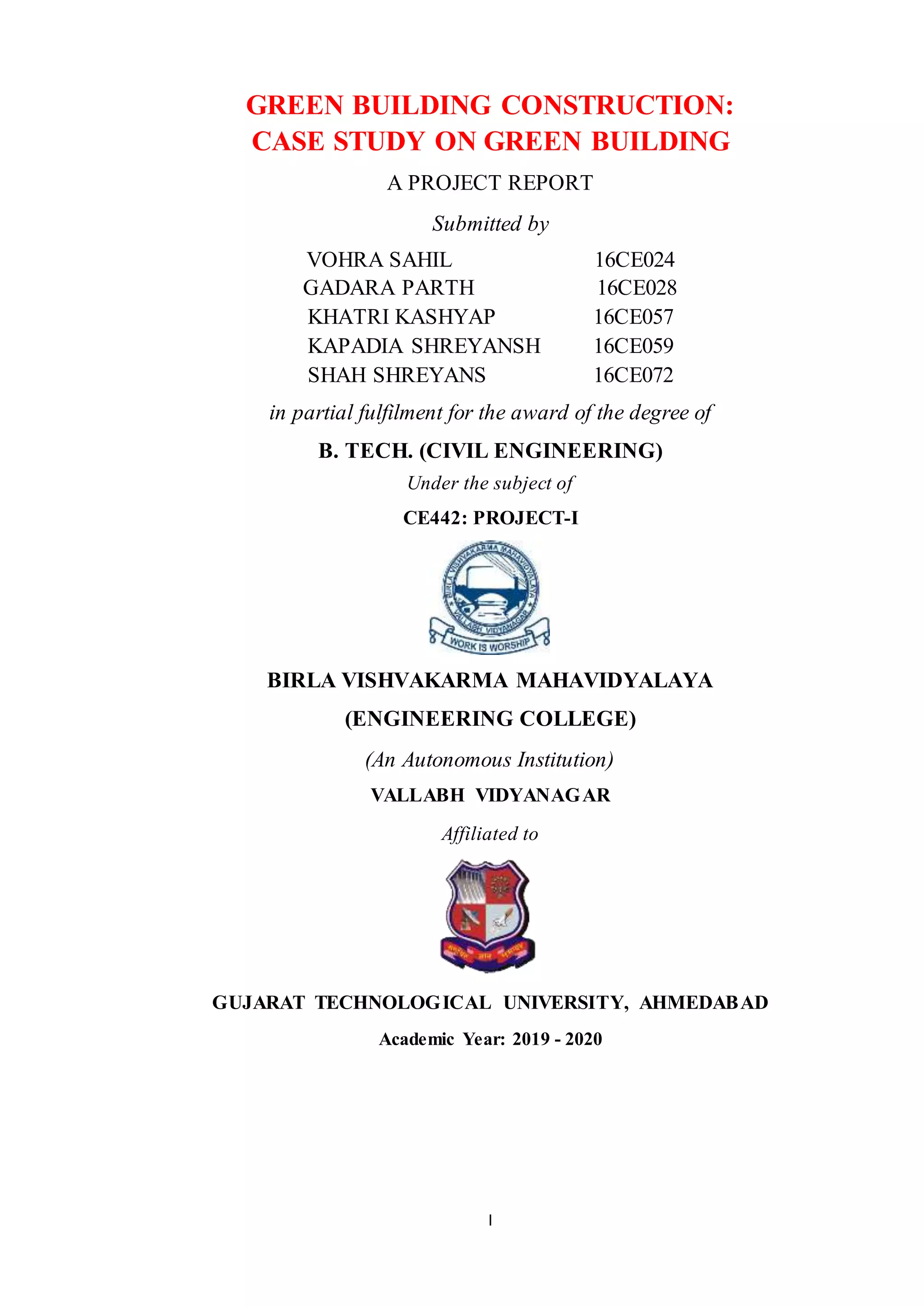 Green Building Construction: Case study on Green Building | DOCX