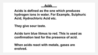 Acid base and salt class 10 science|| what are indicators | PPTX