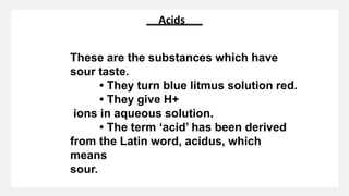 Acid base and salt class 10 science|| what are indicators | PPTX