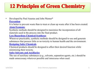 Green Chemistry Applications | PPTX