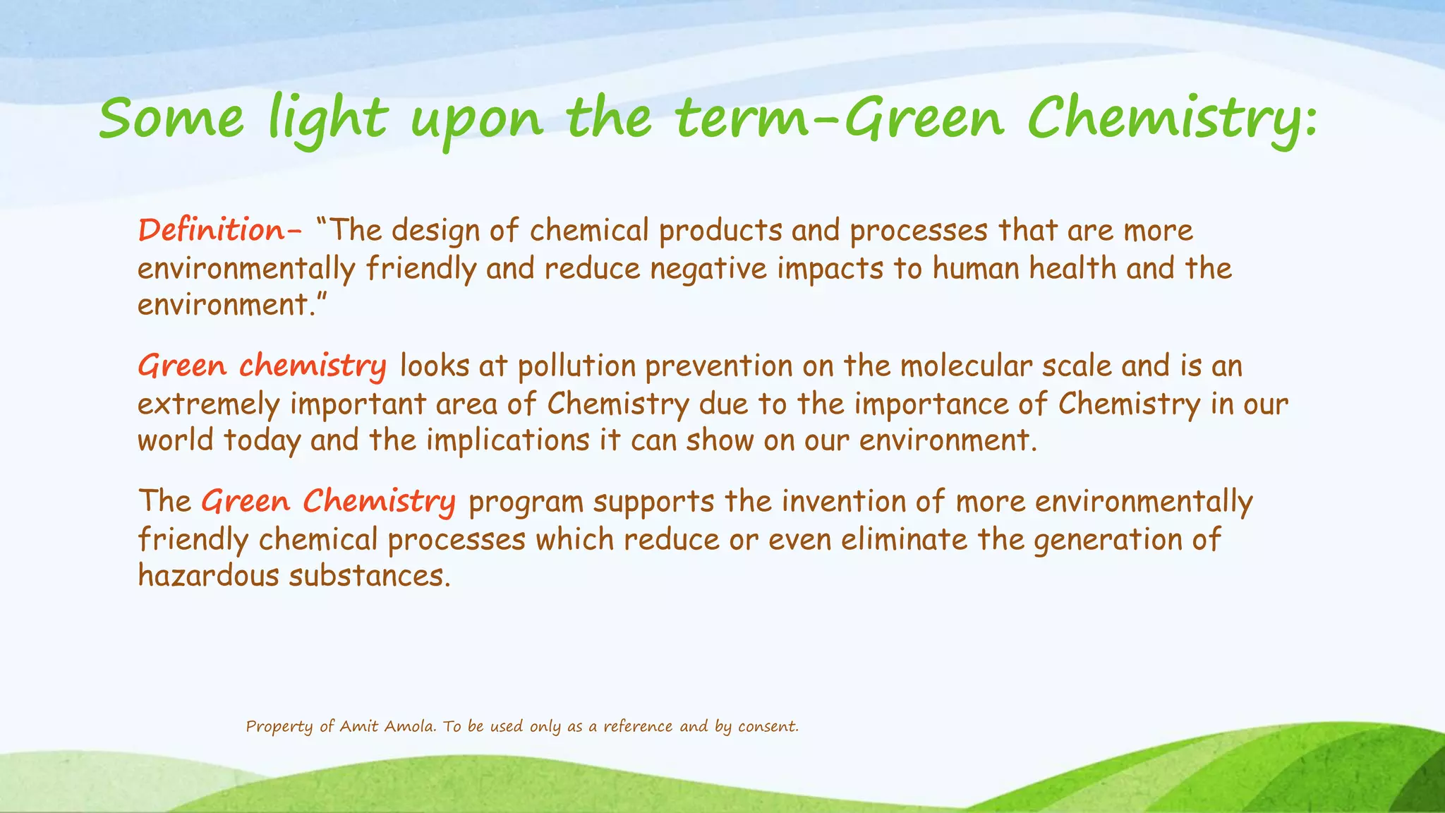 Green chemistry, Its Applications and Benefits | PDF