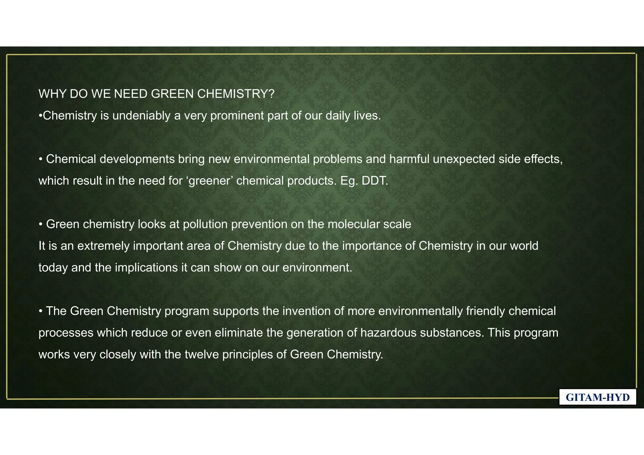 Green chemistry introduction pdf chemistry | PPT
