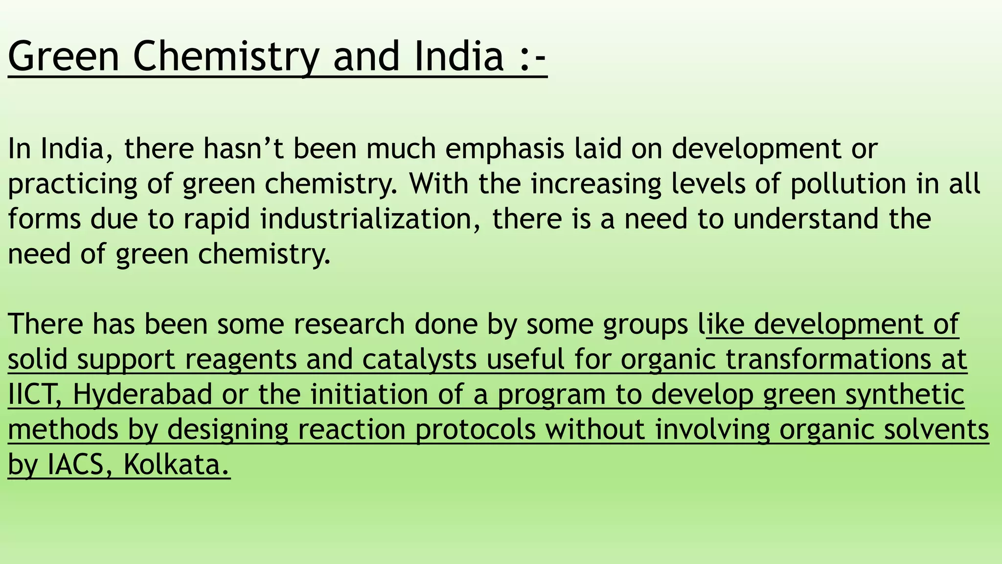 INTRODUCTION TO Green chemistry ppt | PPTX