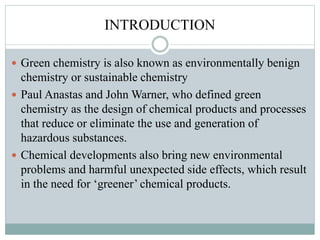 Green chemistry ppt jon | PPTX