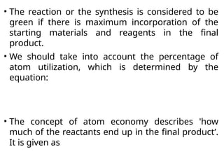Principles of Green Chemistry and its uses | PPT