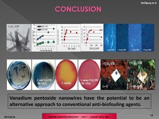 Vanadium pentoxide nanoparticles mimic vanadium haloperoxidases and thwart biofilm formation | PPTX