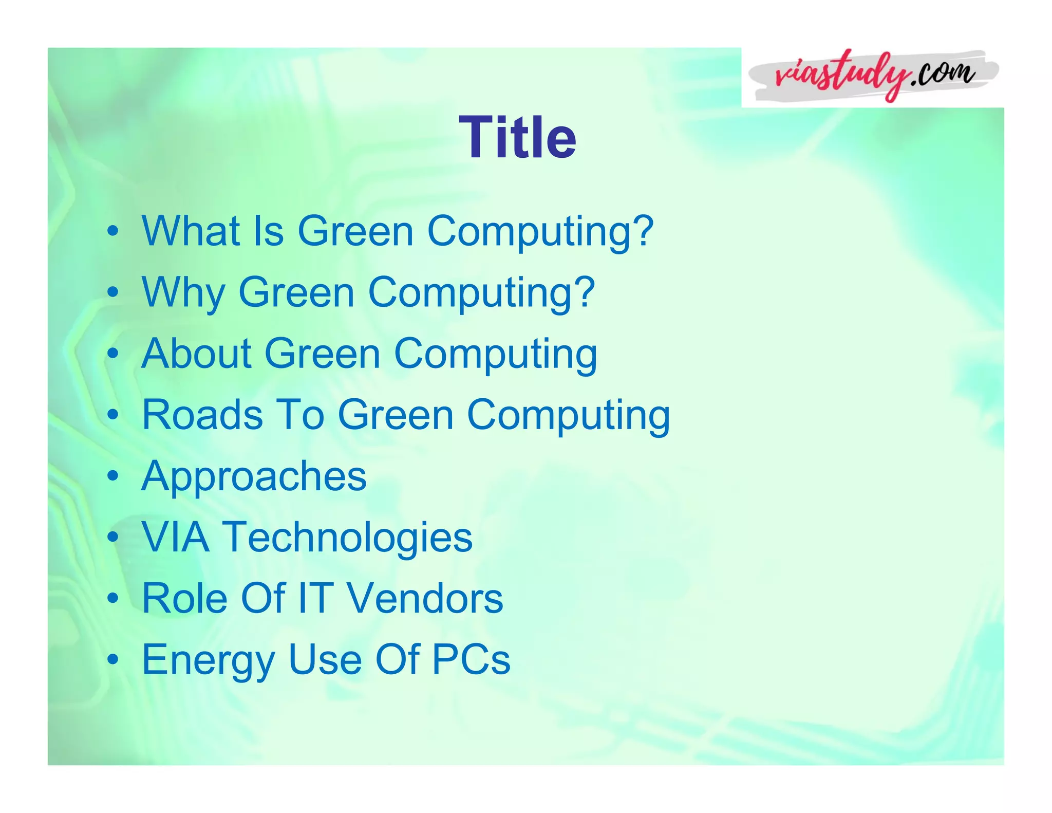 Green Computing By Durgesh Singh | PDF | Computing | Technology & Computing