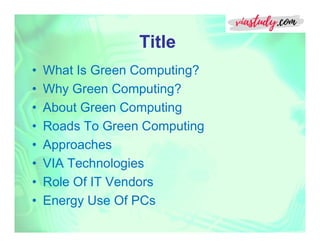 Green Computing By Durgesh Singh | PDF | Computing | Technology & Computing