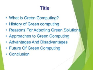 Green computing | PPT | Free Download