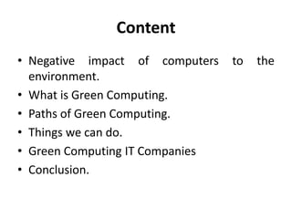 Green computing and environment concern final) | PPTX