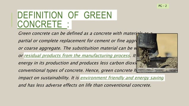 GREEN concrete ppt for civil engineering seminar | PPT