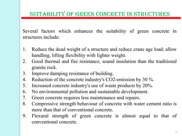 PPT on Green concrete by Pankaj Kumar | PDF | Civil Engineering ...